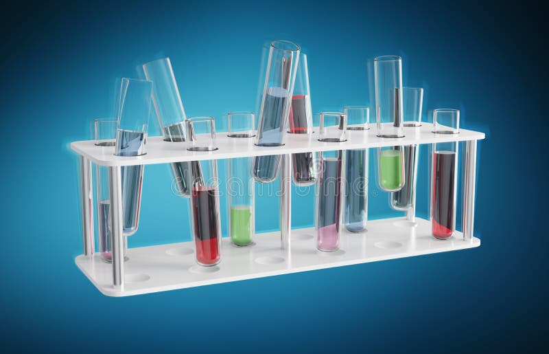 Medical Analysis in Tubes Samples on Blue Background 3D Rendering Stock ...