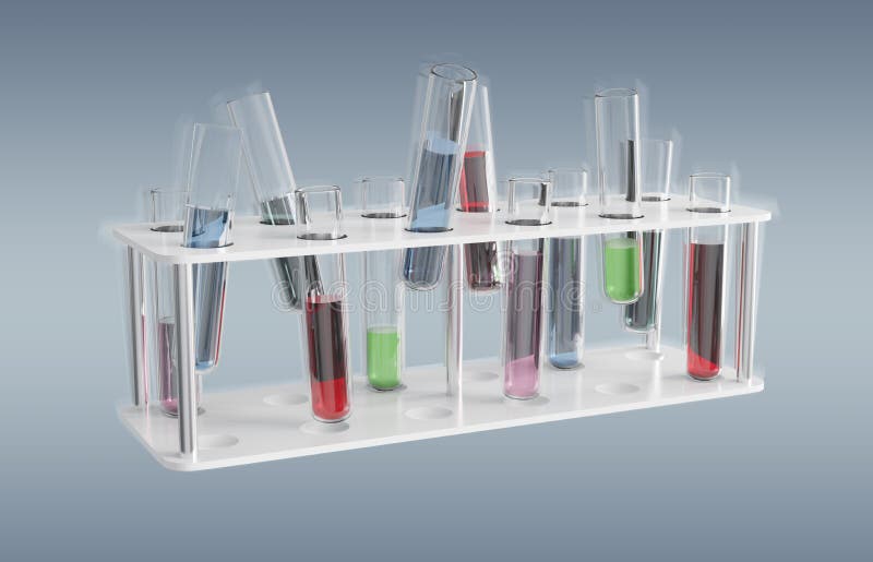 Medical Analysis in Tubes Samples on Grey Background 3D Rendering Stock ...