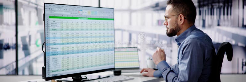 Medical Analyst Man Reviewing Data Stock Image - Image of accountant ...