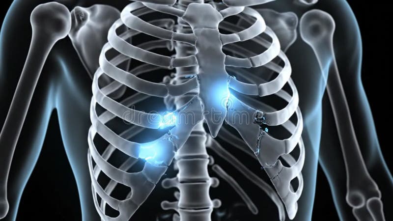 Human Torso Muscle and Skeletal System Close Up Visualization on a Dark ...