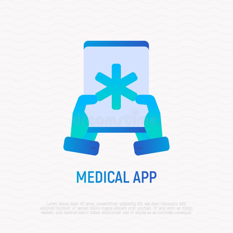 Medical App on Tablet in Hands. Flat Gradient Icon Stock Vector ...