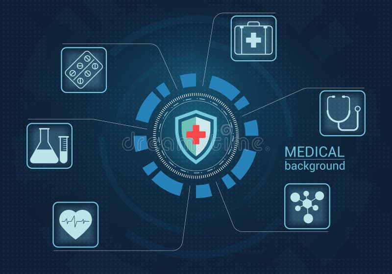 Medical Background with Elements of Health Protection in Digital Style ...