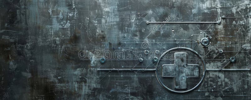 Medical Background Featuring a Brushed Metal Texture with Engraved ...