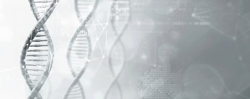 Medical Background Featuring a Light Gray Gradient with Transparent DNA ...