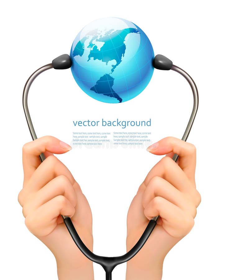 Medic With Globe. Global Medical Services Concept Stock Illustration ...