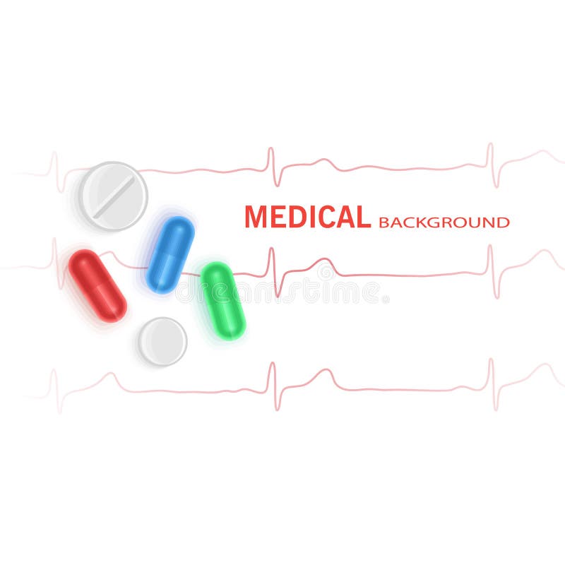 Medical Background with Realistic Tablets and Medicines Symbol Stock ...