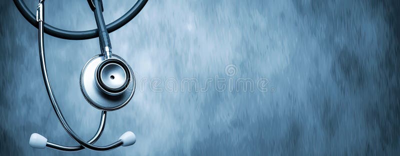 Medical Banner. Blue Bacground with Stethoscope Copy Space Stock ...