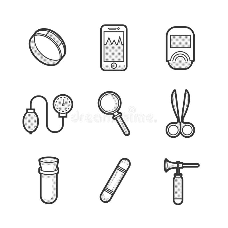 Medical Basic Device Icon Set Stock Vector - Illustration of watch ...