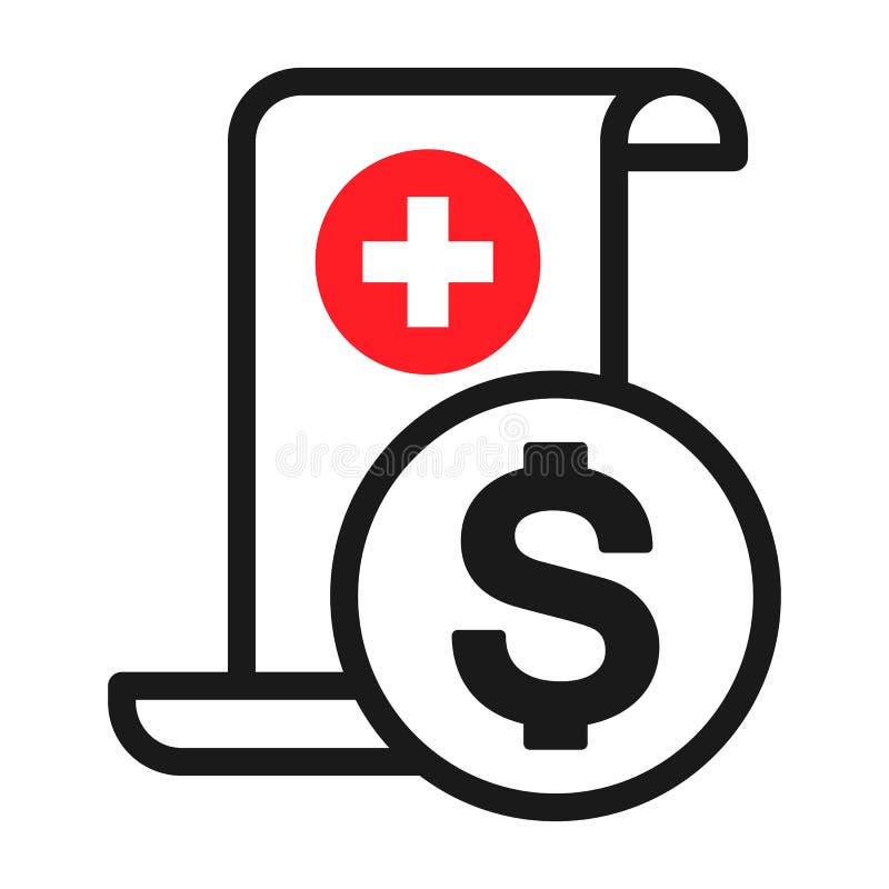 Medical Bill Icon. Medical Document with Money Vector Illustration ...