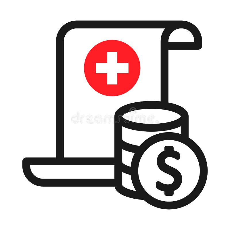 Medical Bill Icon. Medical Document with Money Vector Illustration ...