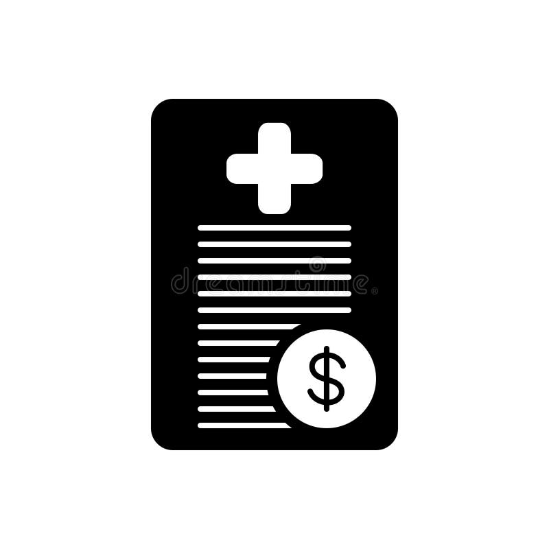 Black Solid Icon for Medical Bill, Claim and Medical Stock Vector ...