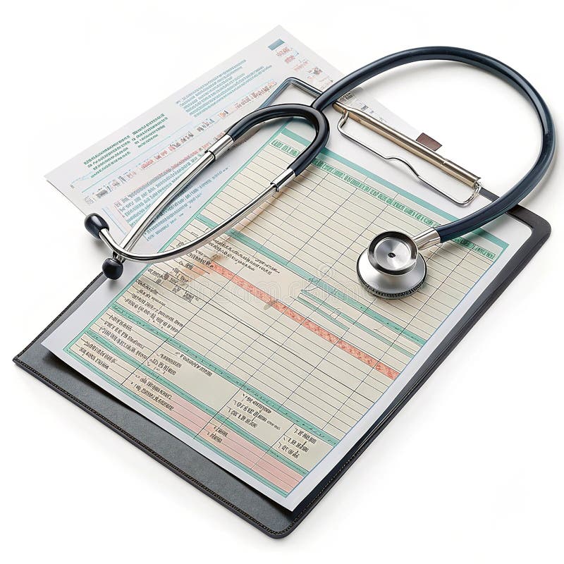 Medical Bill with Stethoscope Icon Stock Illustration - Illustration of ...