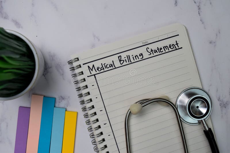 Medical Billing Statement Write on a Book Isolated Wooden Table Stock ...