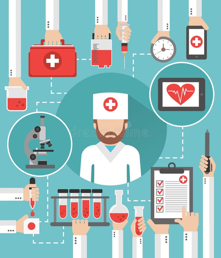 Medical Blood Analysis Flat Design Vector Illustration Stock Vector ...