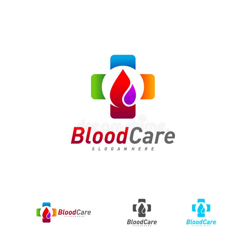 Medical Blood Logo Template Vector, Droplet Blood with Plus Logo Design ...