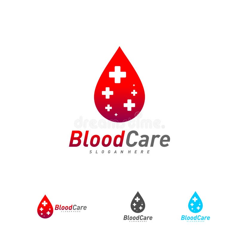 Medical Blood Logo Template Vector, Droplet Blood with Plus Logo Design ...