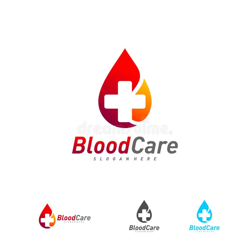 Medical Blood Logo Template Vector, Droplet Blood with Plus Logo Design ...