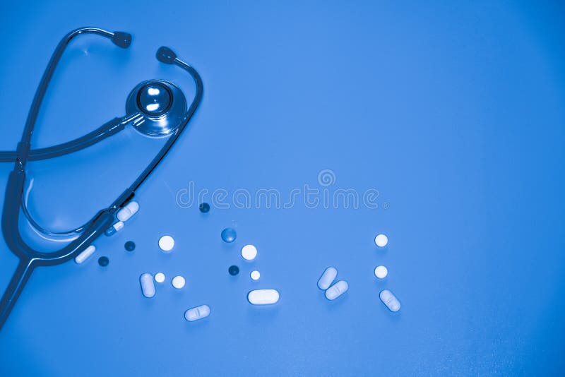 Medical Blue Background, Stethoscope Close-up Stock Photo - Image of ...
