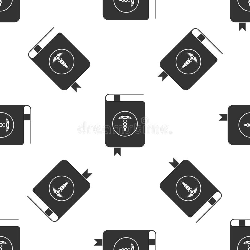 Medical Book and Caduceus Medical Symbol Icon Isolated Seamless Pattern ...