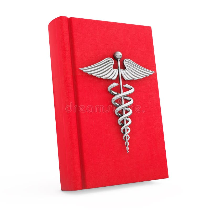 Medical Book with Silver Caduceus Symbol. 3d Rendering Stock ...