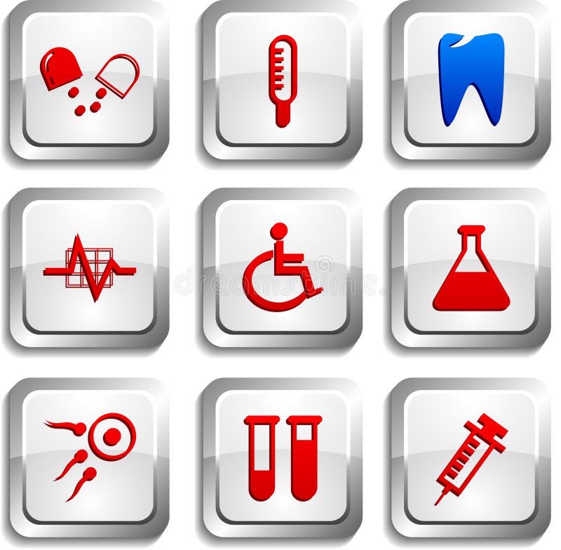 Medical buttons. stock vector. Illustration of reflection - 12635077