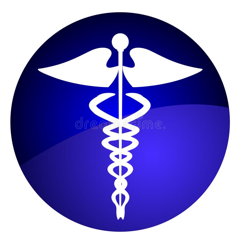 Caduceus Medical Symbol - Blue Background Stock Vector - Illustration ...
