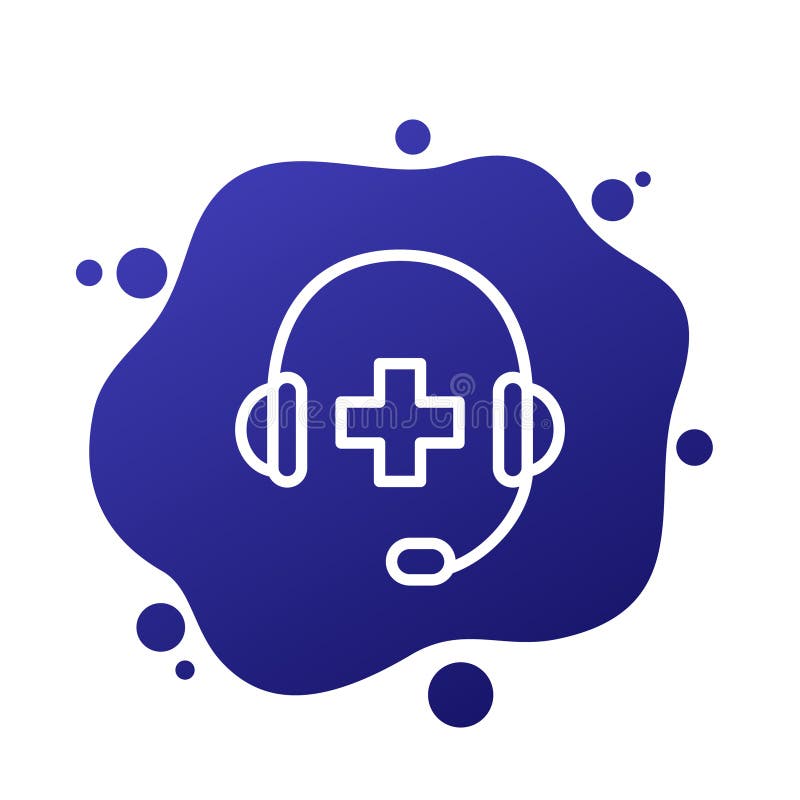 Medical Call Center Icon, Line Vector Stock Illustration - Illustration ...
