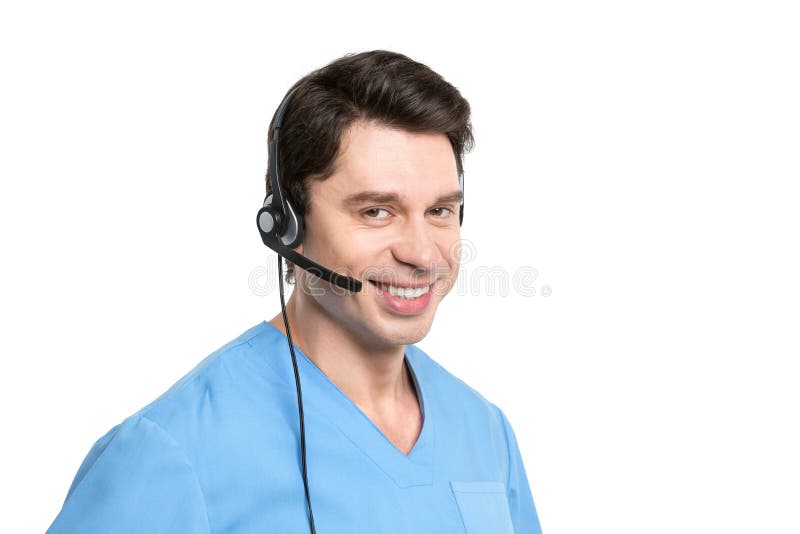 Call Center Operator Man in Medical. Stock Photo - Image of person ...
