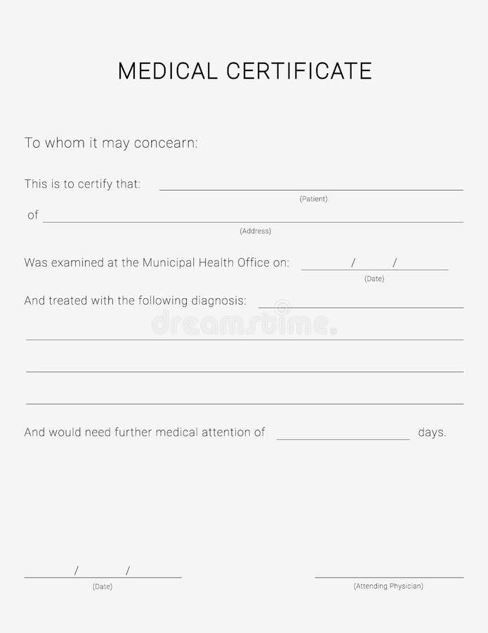 Medical Certificate Template. Stock Vector - Illustration of record ...