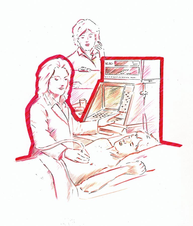 Continuous Line Drawing of Doctors and Patient. Hospital Scene. Vector ...