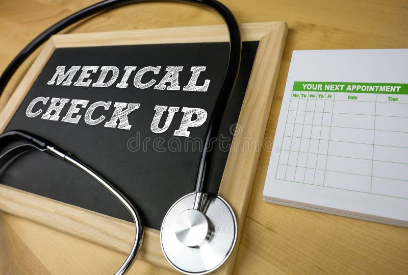 Medical Check Up - Chalkboard Message Stock Photo - Image of medicine ...