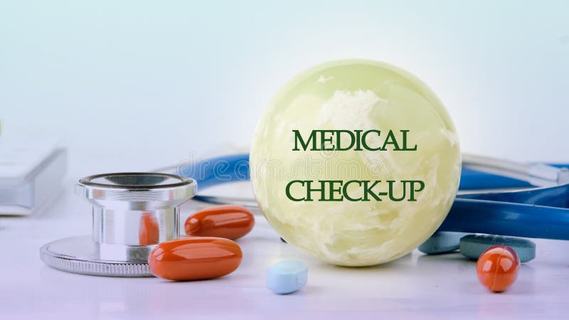 MEDICAL CHECK-UP Words Written on the Ball, Front View Stock Image ...