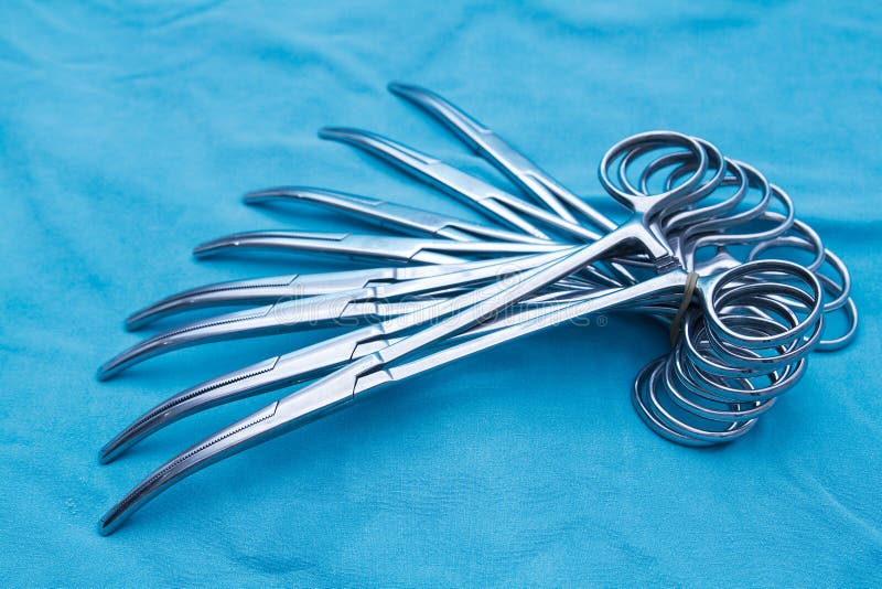 Medical clamp instruments stock image. Image of metal - 12463505