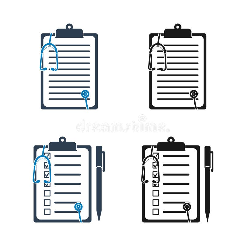Medical Clipboard Icon Set. Stock Vector - Illustration of icon ...