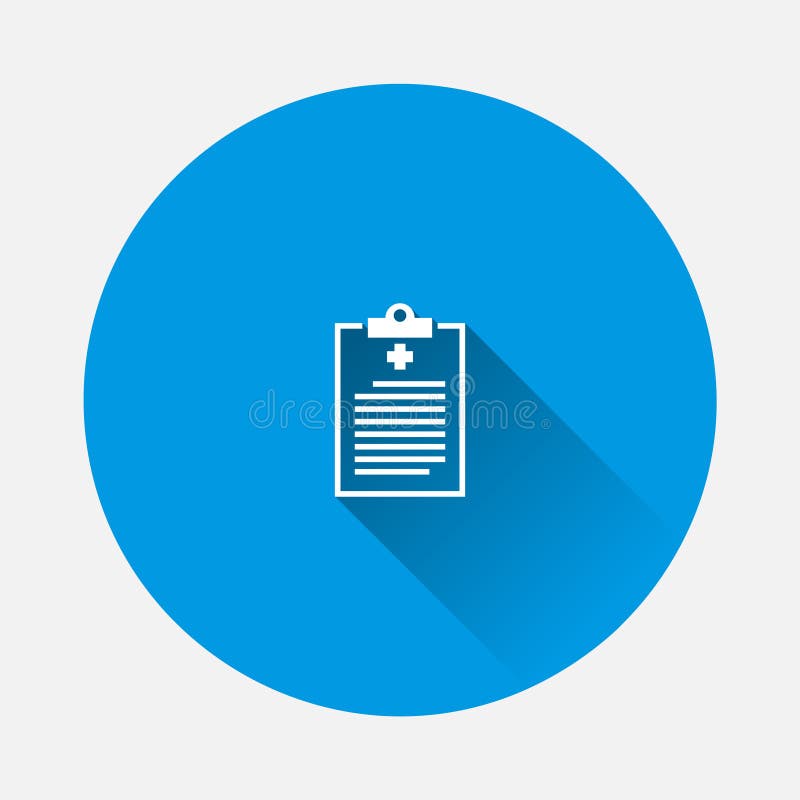 Medical Clipboard Icon Vector Icon on Blue Background. Flat Image with ...
