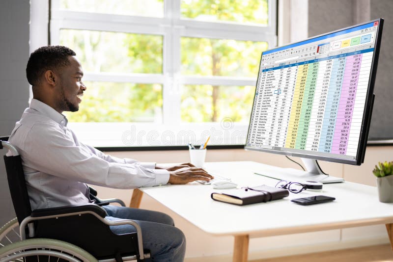 Medical Coding Spreadsheet on PC. African Man Stock Image - Image of ...