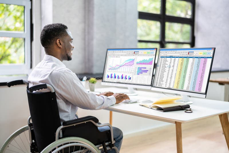 Medical Coding Spreadsheet on PC. African Man Stock Image - Image of ...