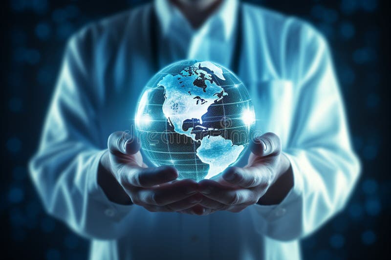 Medical Concept with Hands Holding a World Globe Stock Illustration ...