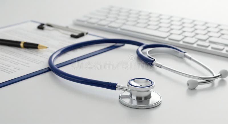 Medical Concept with Stethoscope on Keyboard Stock Illustration ...
