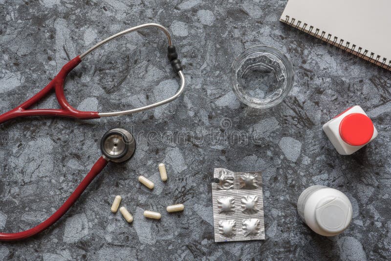 Medical Concept on Stone Table Stock Image - Image of device, concept ...