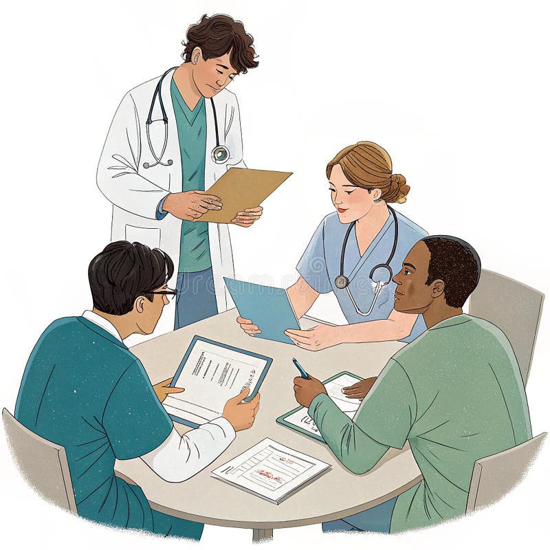 Medical Conference with Doctors Discussing a Case Stock Illustration ...