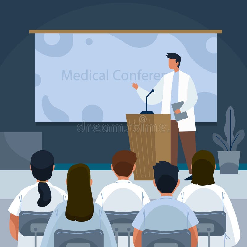 Medical Conference Flat Design Illustration Vector Illustration. Stock ...