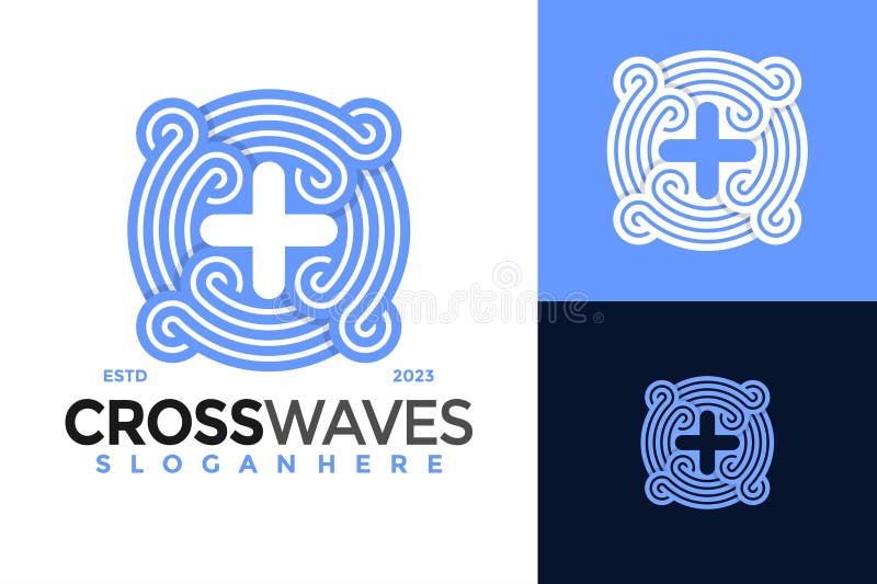Medical Cross Waves Logo Design Vector Symbol Icon Illustration Stock ...