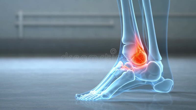 Medical 3D Animation Showing Ankle Bone Structure with Highlighted Red ...