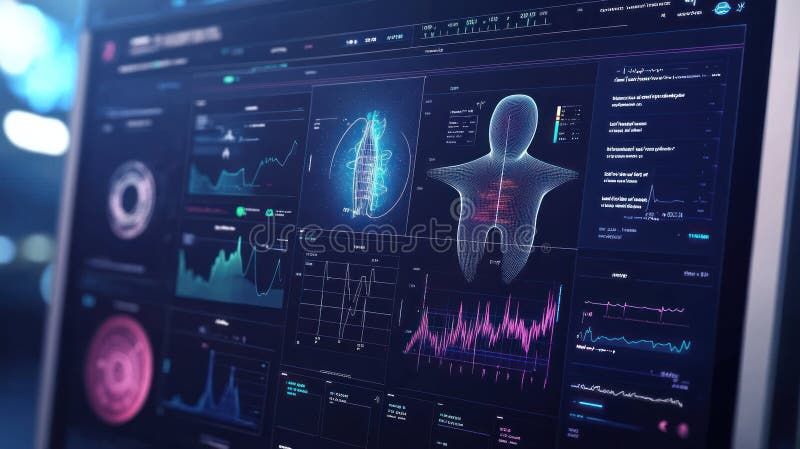 Medical Data Analysis on Digital Screen Stock Illustration ...