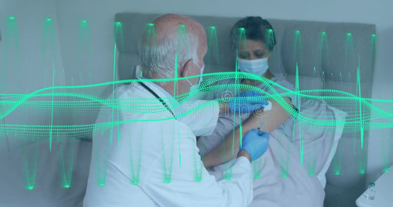 Medical Data Processing Image Over Doctor Examining Patient in Hospital ...
