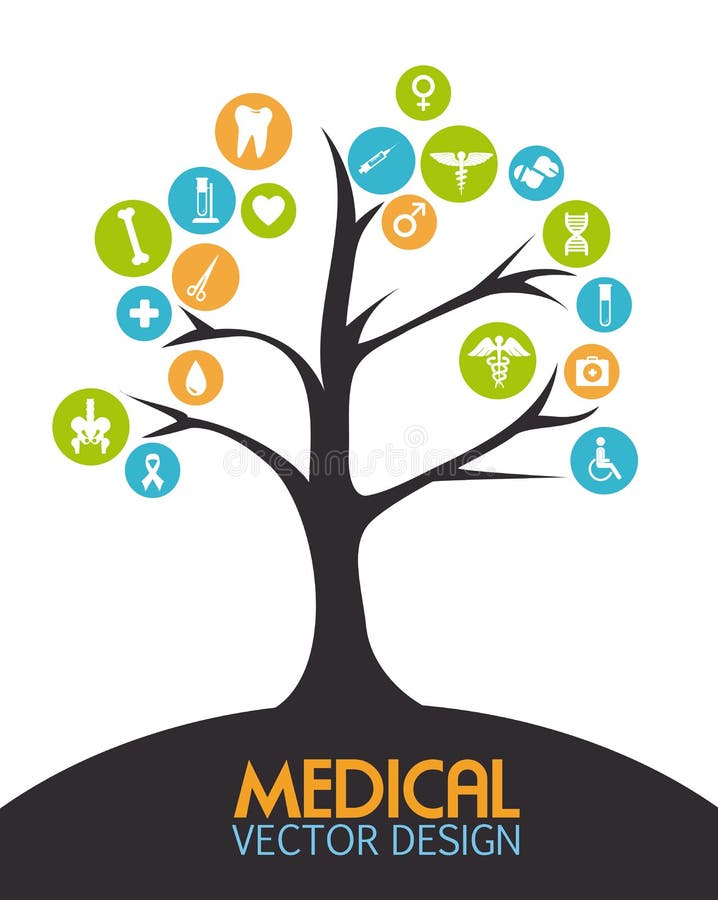 Tree with Medical Healthcare Icons Stock Vector - Illustration of ...