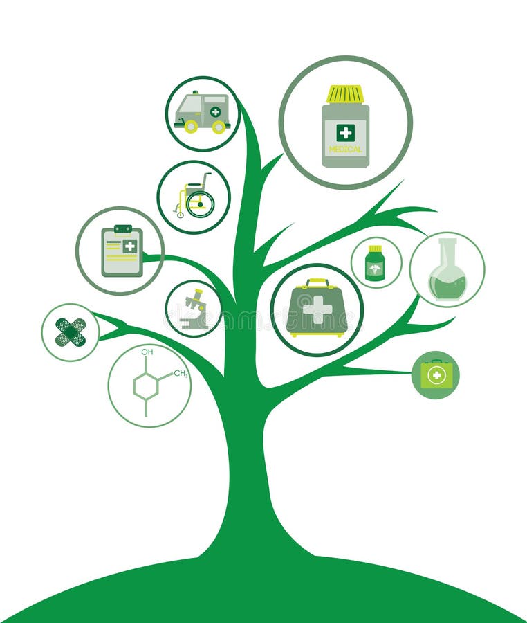 Tree with Medical Healthcare Icons Stock Vector - Illustration of ...