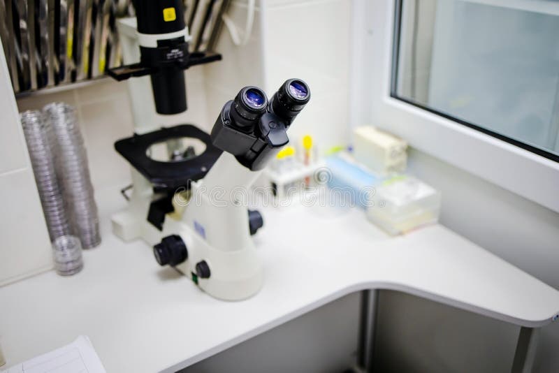 Medical Development Laboratory: Microscope in Advanced Pharma Lab Stock ...