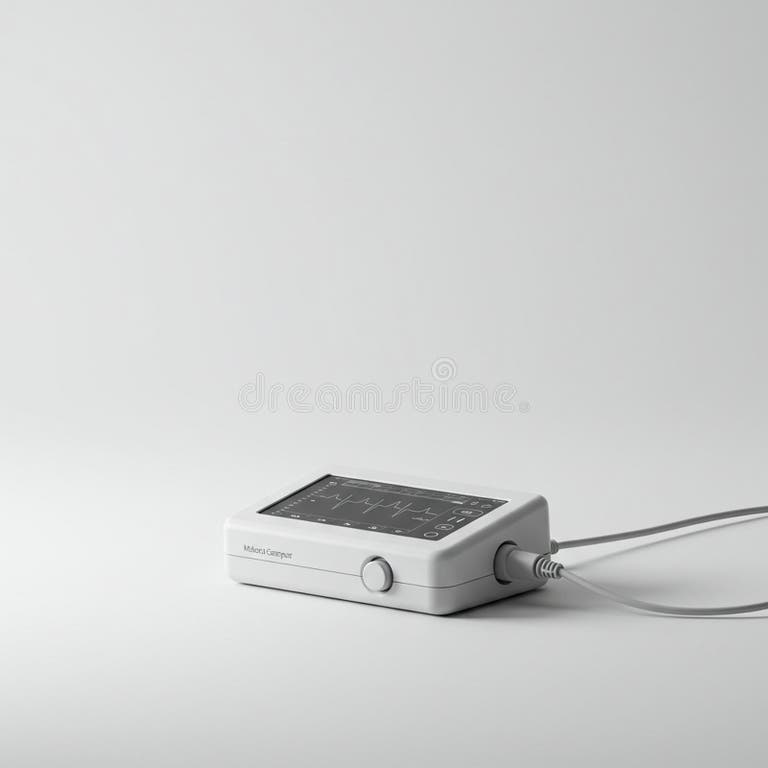 A Medical Device with a Sleek, Rectangular Design and a Grayscale ...